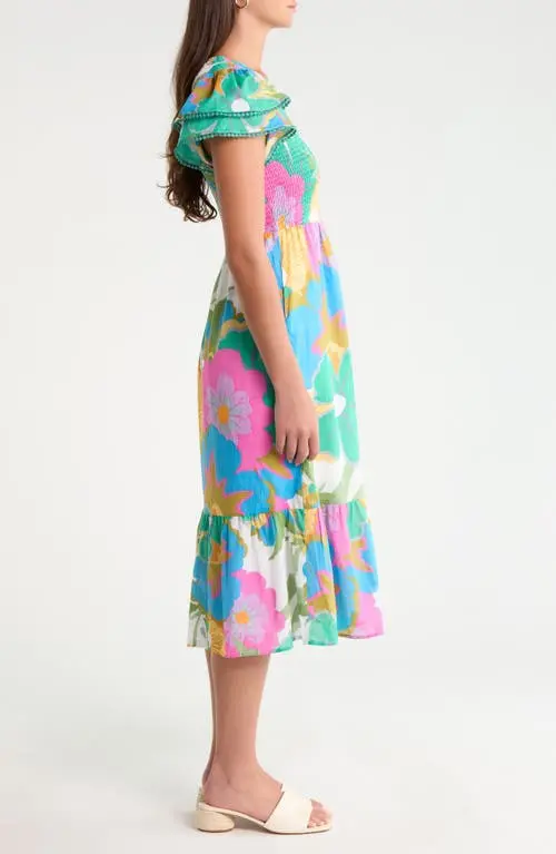 SUGARLIPS Patte Floral Patte Tiered Midi Dress