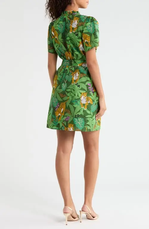 SUGARLIPS Ema Tropical Print Tie Waist Minidress