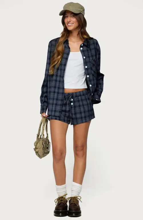 EDIKTED Alessa Plaid Pull-on Shorts
