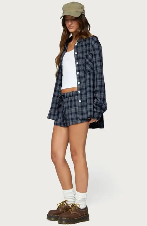 EDIKTED Alessa Plaid Pull-on Shorts