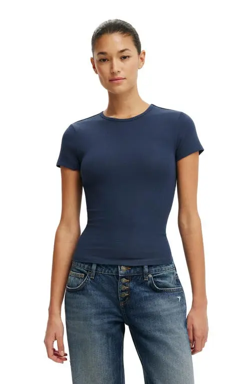 COTTON ON Blake Crew Short Sleeve - Shadow Navy