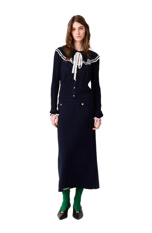 Maje Layered Cape Cardigan - Navy