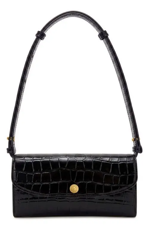 Veronica Beard Croc Embossed Leather Crossbody Wallet - Black