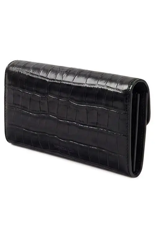 Veronica Beard Croc Embossed Leather Crossbody Wallet