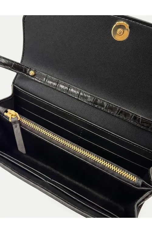 Veronica Beard Croc Embossed Leather Crossbody Wallet