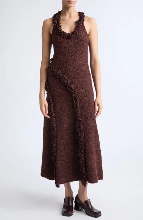 Proenza Schouler Nilo Fringe Jacquard Sweater Dress - Black/copper