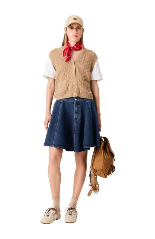 Maje 2-in-1 Effect Cardigan - Camel