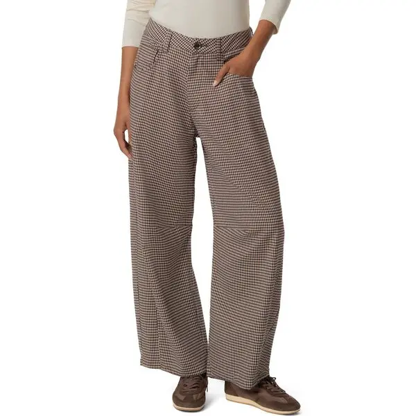 Kut From The Kloth Lynn High Waist Barrel Leg Plaid Pants