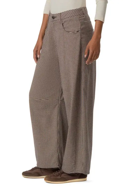 Kut From The Kloth Lynn High Waist Barrel Leg Plaid Pants