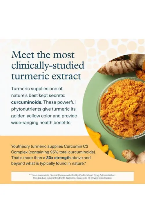 YOUTHEORY Advanced Turmeric Curcumin Joint Support Supplement 120 Tablets