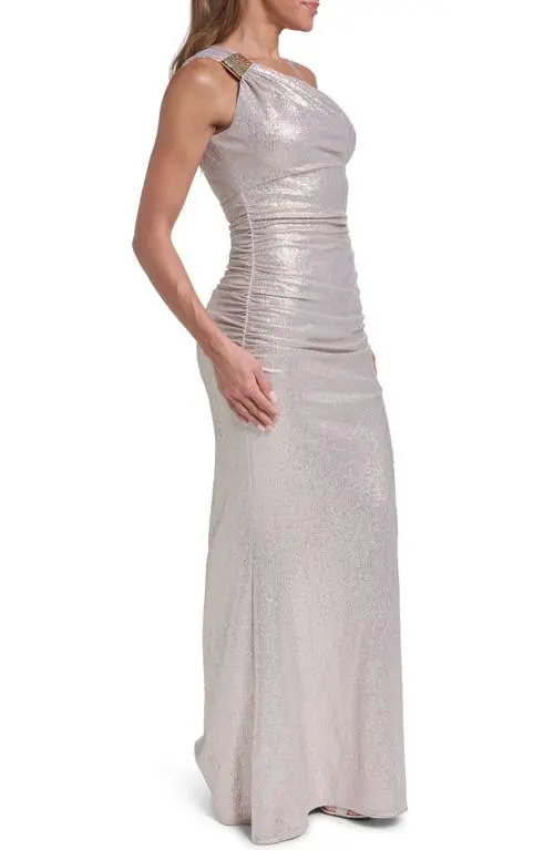 Eliza J One-shoulder Ruched Column Gown