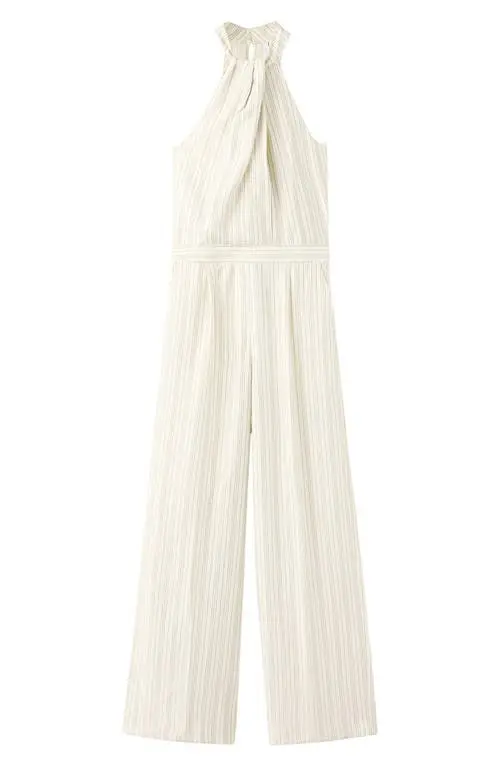 Mango Striped Halter Wide Leg Jumpsuit