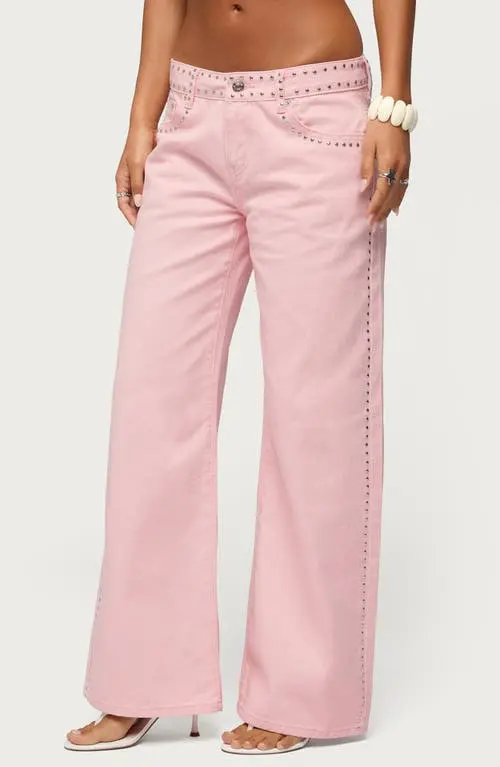 EDIKTED Quincy Studded Low Rise Baggy Jeans