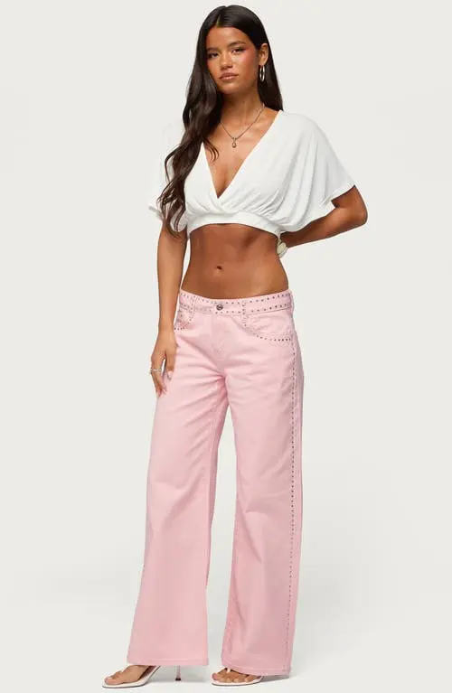 EDIKTED Quincy Studded Low Rise Baggy Jeans