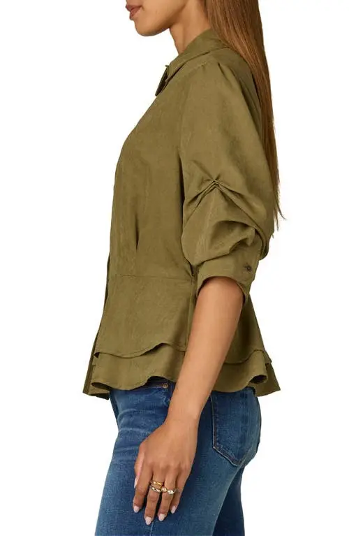 Wit & Wisdom Pleated Puff Sleeve Button-up Shirt