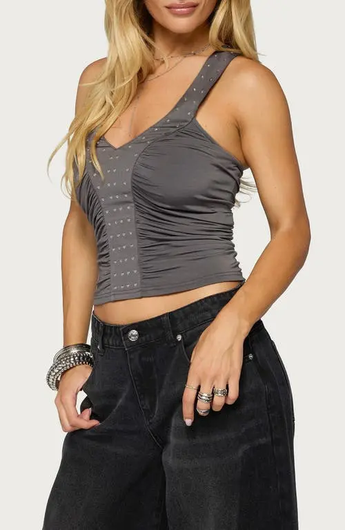 EDIKTED Whitt Studded Ruched Tank Top