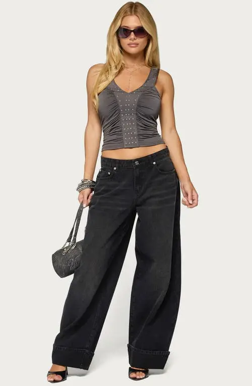 EDIKTED Whitt Studded Ruched Tank Top