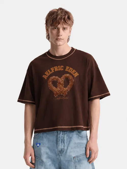AELFRIC EDEN Pretzel Graphic Boxy Tee - Brown