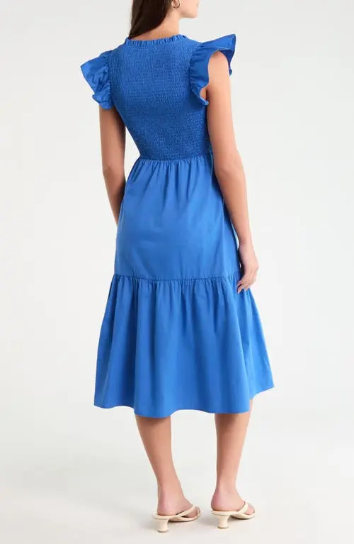 SUGARLIPS Ingrid Smocked Tiered Cotton Maxi Dress