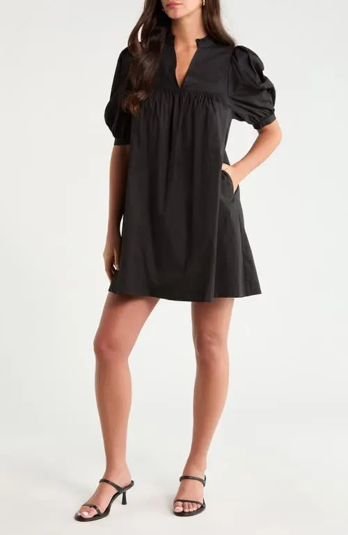 SUGARLIPS Julissa Split Neck Cotton Babydoll Minidress