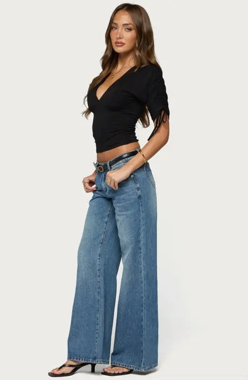 EDIKTED Muriel Drawstring V-neck Top