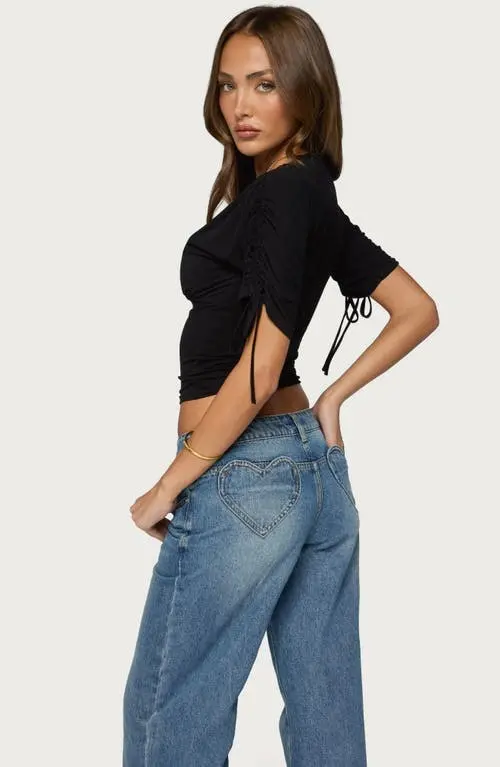 EDIKTED Muriel Drawstring V-neck Top