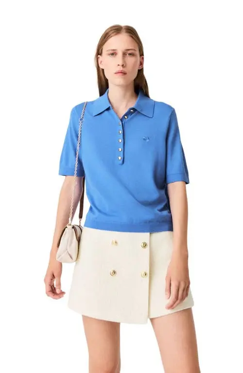 Maje Polo Collar Sweater - Blue