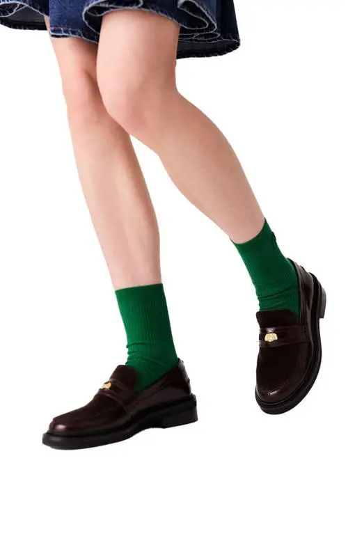Maje Leather And Suede Loafers