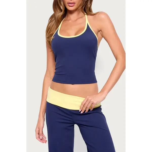 EDIKTED Dayna Contrast Halter Top - Navy