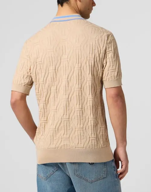 Philipp Plein Knitted Polo T-shirt Jacquard Monogram