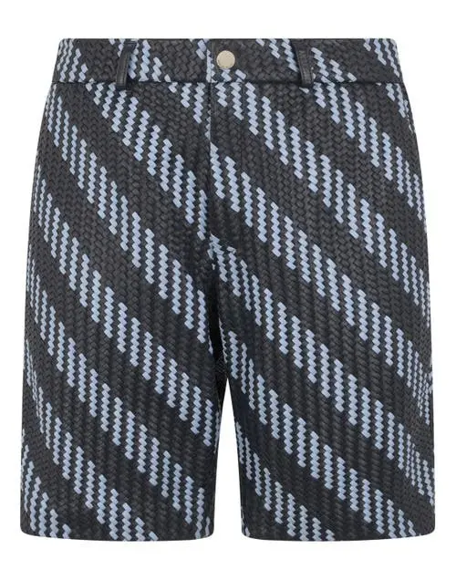Philipp Plein Weaved Leather Shorts Stripes - Navy