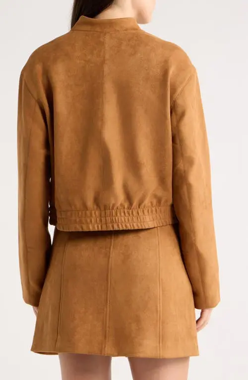 Bernardo Faux Suede Cropped Bomber Jacket