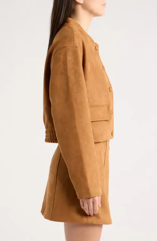 Bernardo Faux Suede Cropped Bomber Jacket