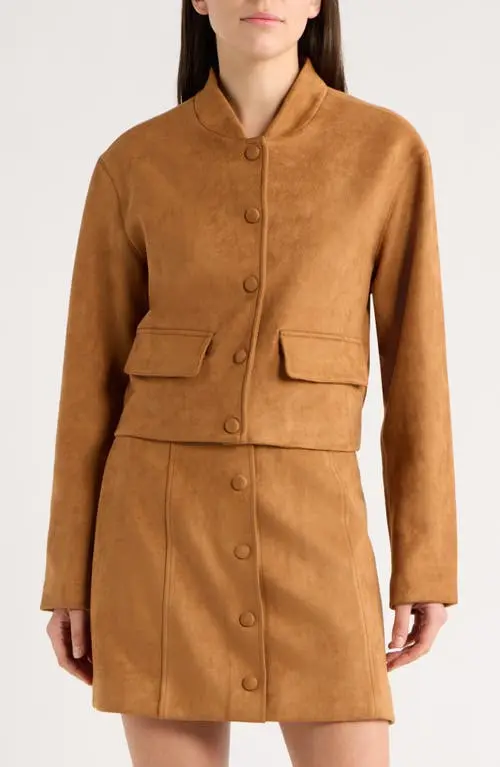Bernardo Faux Suede Cropped Bomber Jacket