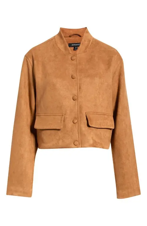 Bernardo Faux Suede Cropped Bomber Jacket