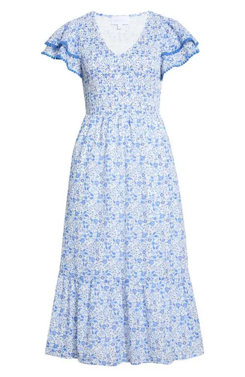 SUGARLIPS Maisie Floral Print Tiered Midi Dress
