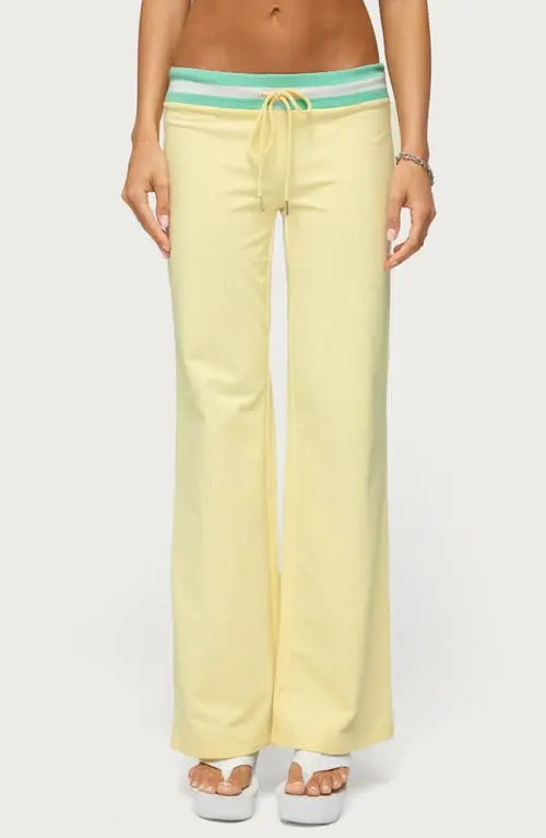 EDIKTED Clioh Contrast Waist Straight Leg Sweatpants - Yellow