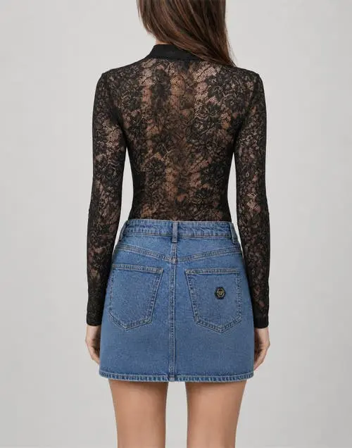 Philipp Plein Denim Mini Skirt Rose Strass
