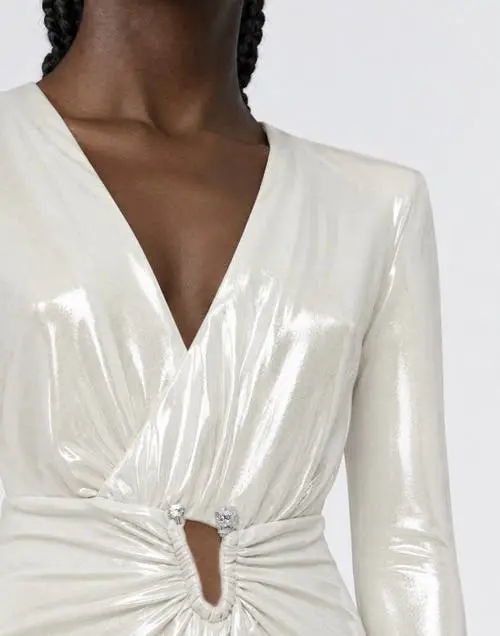 Philipp Plein Draped Long Sleeve Mini Dress