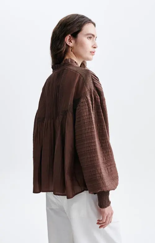 Vanessa Bruno Dahlia High Neck Lace Blouse - Marron