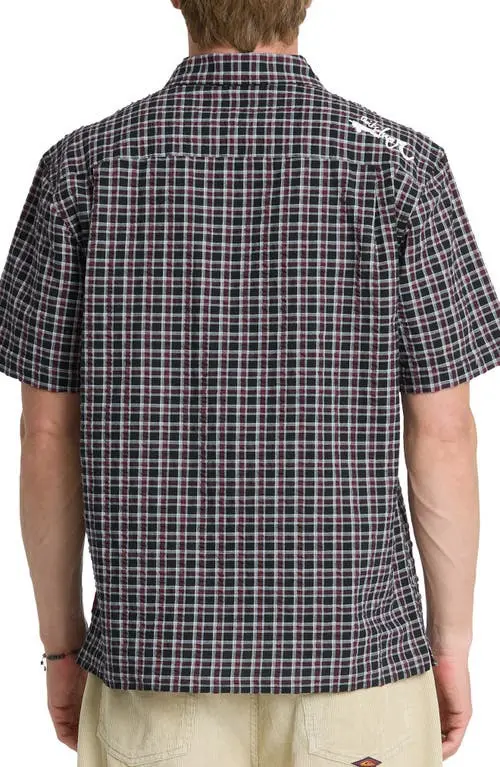 Quiksilver Yg Oversize Plaid Short Sleeve Seersucker Button-up Shirt - Anthracite