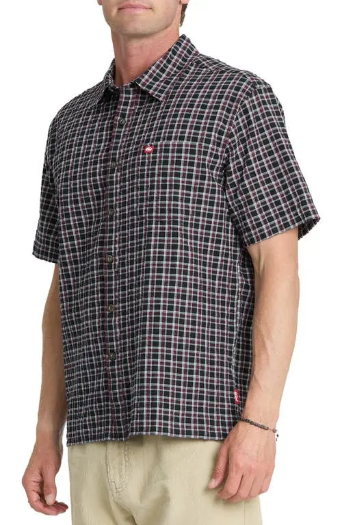 Quiksilver Yg Oversize Plaid Short Sleeve Seersucker Button-up Shirt - Anthracite