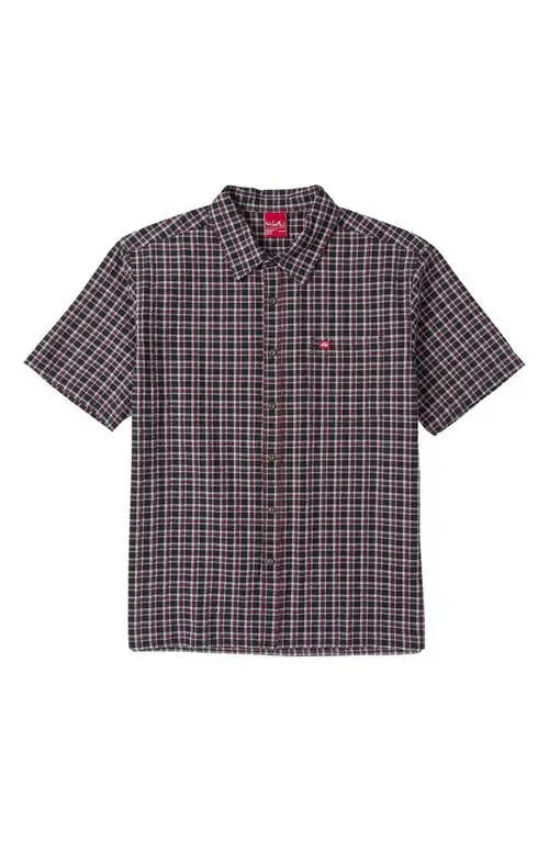 Quiksilver Yg Oversize Plaid Short Sleeve Seersucker Button-up Shirt - Anthracite