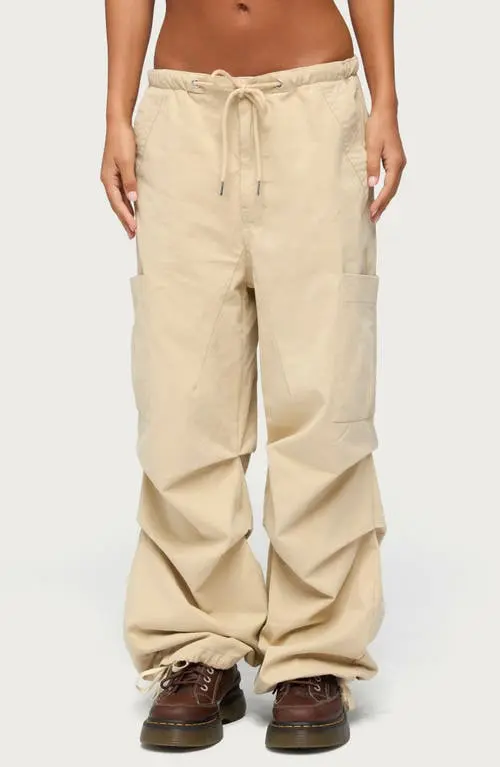 EDIKTED Emzi Baggy Cotton Cargo Pants - Beige