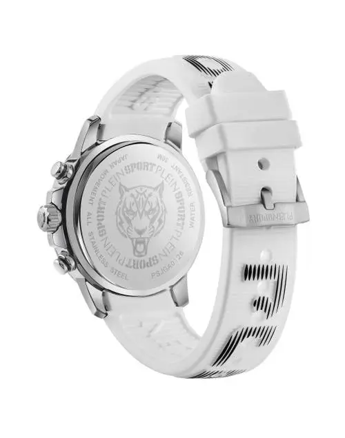 PLEIN SPORT Chronorace Chronograph Watch With Stainless Steel Case And Silicone Strap - White/black