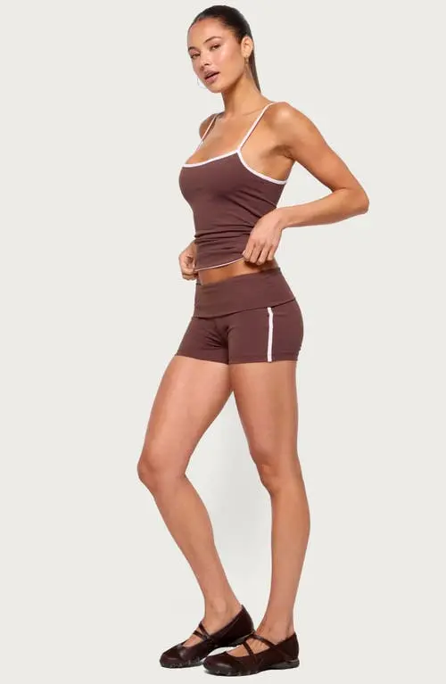 EDIKTED Ambar Contrast Stripe Foldover Shorts
