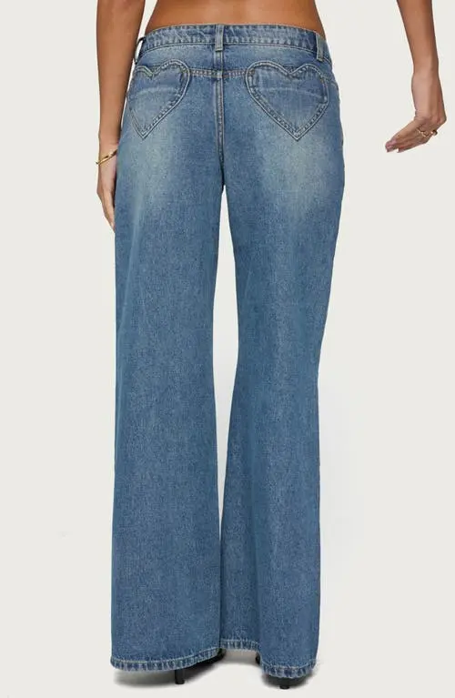 EDIKTED Casta Heart Pocket Low Rise Baggy Jeans