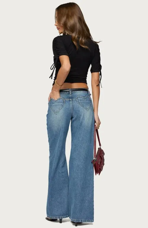 EDIKTED Casta Heart Pocket Low Rise Baggy Jeans