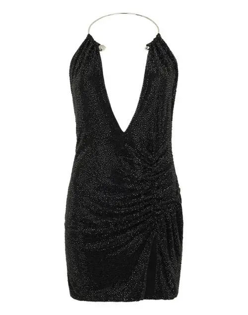 Philipp Plein Mini Dress Piercing Strass - Black