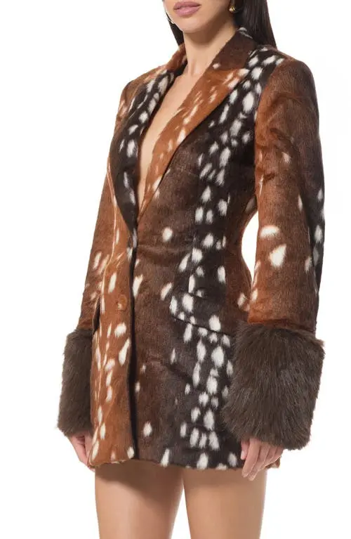 AFRM Faux Fur Cuff Pinched Waist Blazer